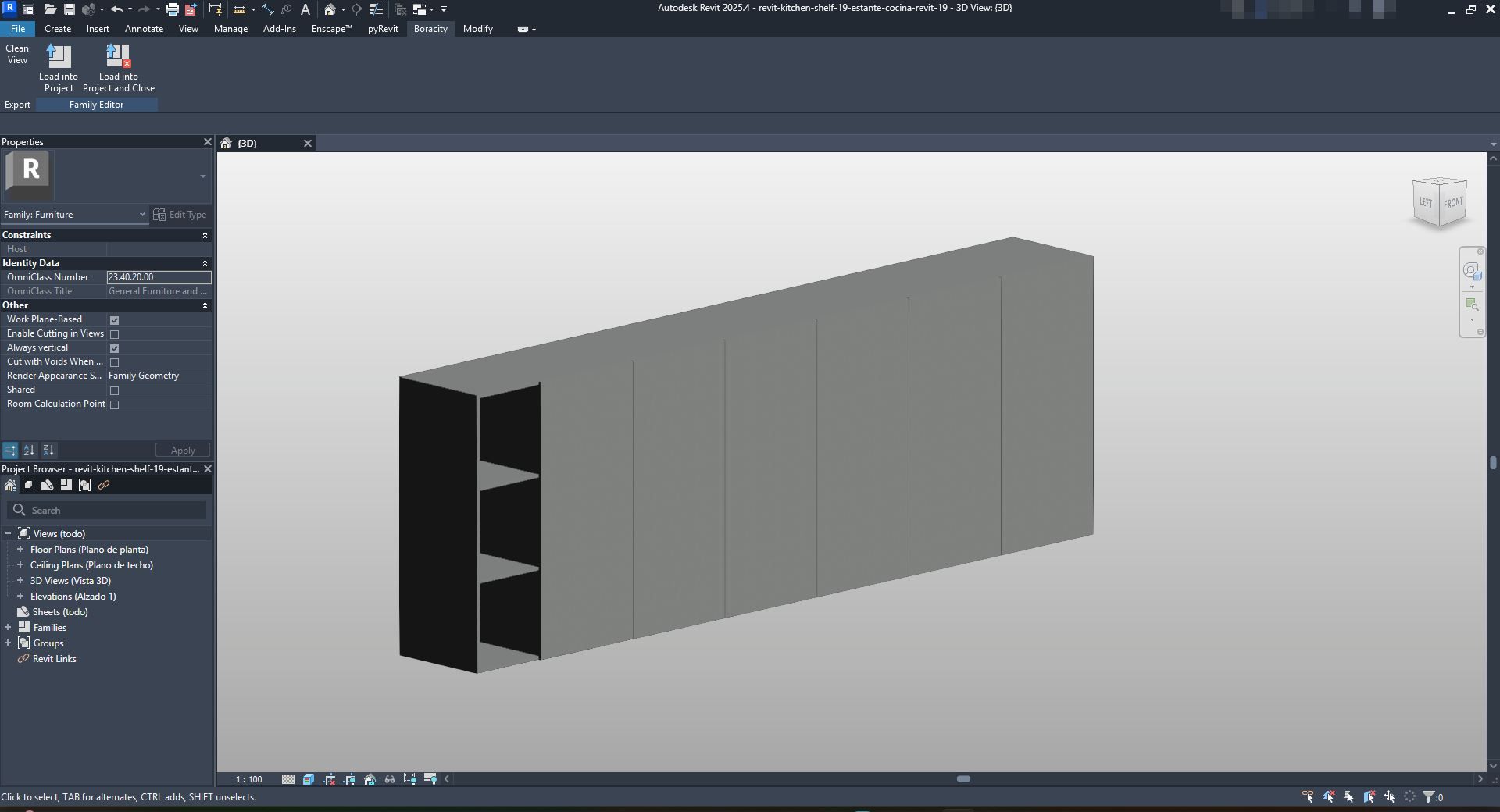 Charcoal Modern Kitchen Shelf Revit Family | Boracity